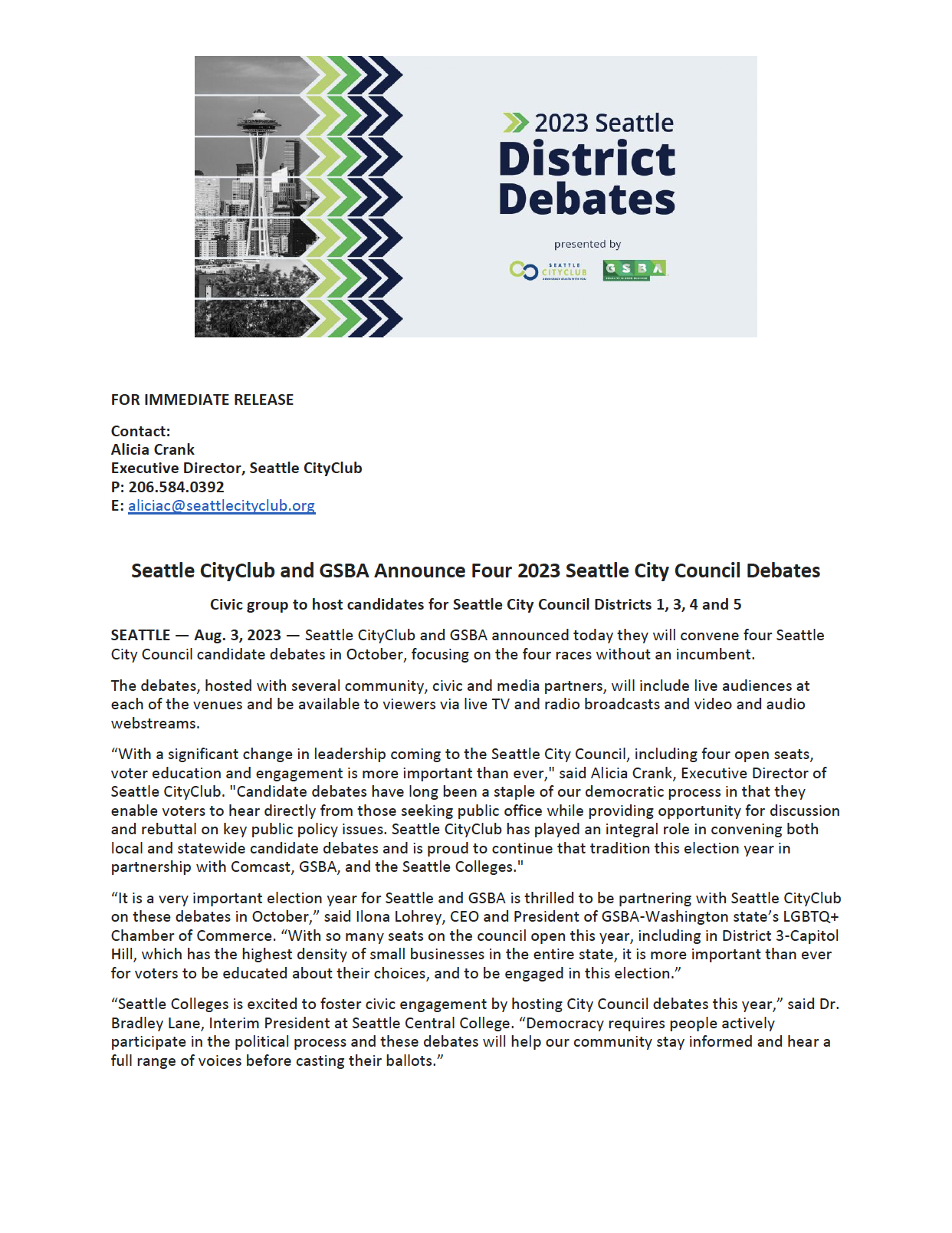 2023 Seattle City Council Debates – Seattle CityClub